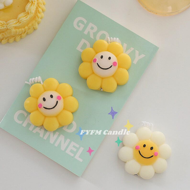 3D Smile Face Flower Candle,daisy Candle, Cute Flower Candle, DIY ...