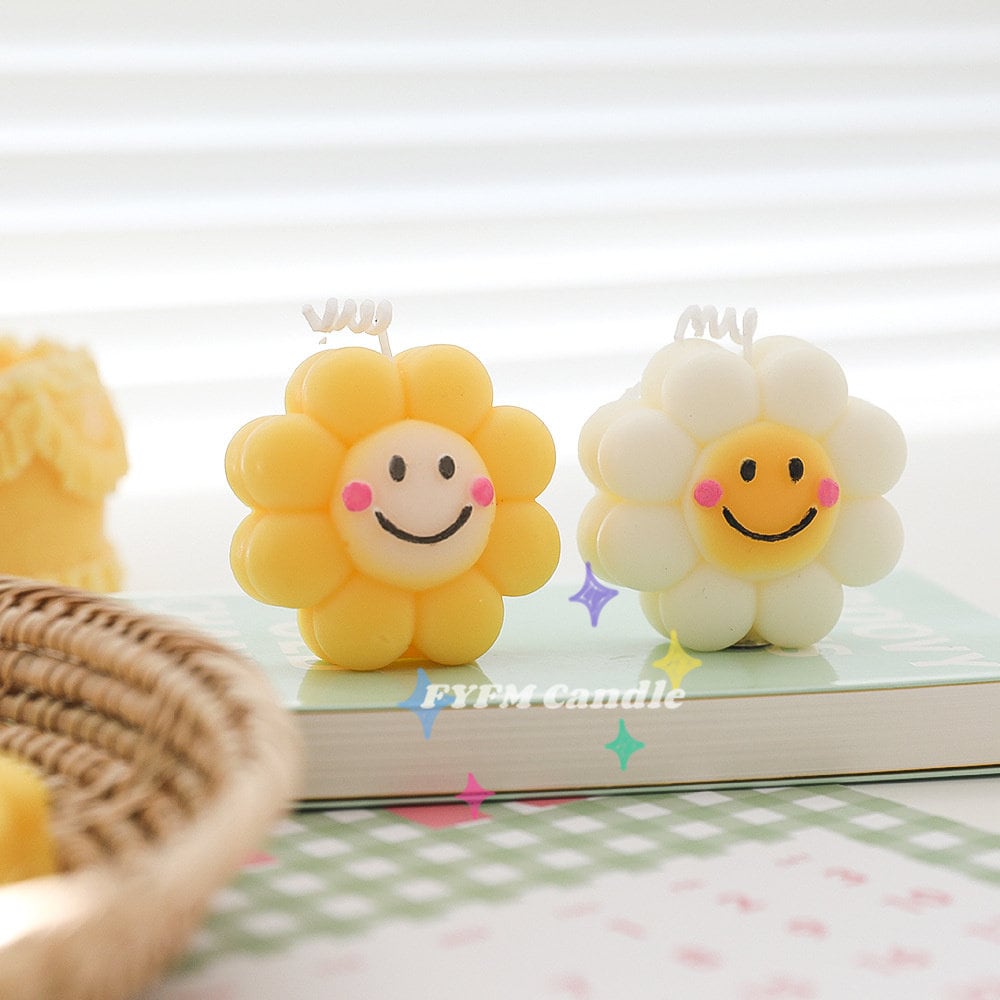 3D Smile Face Flower Candle,daisy Candle, Cute Flower Candle, DIY ...