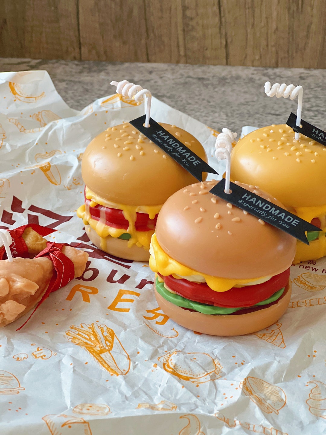 Handmade Candle/ Hamburger Chicken Wings Candle Set/customized Gift ...