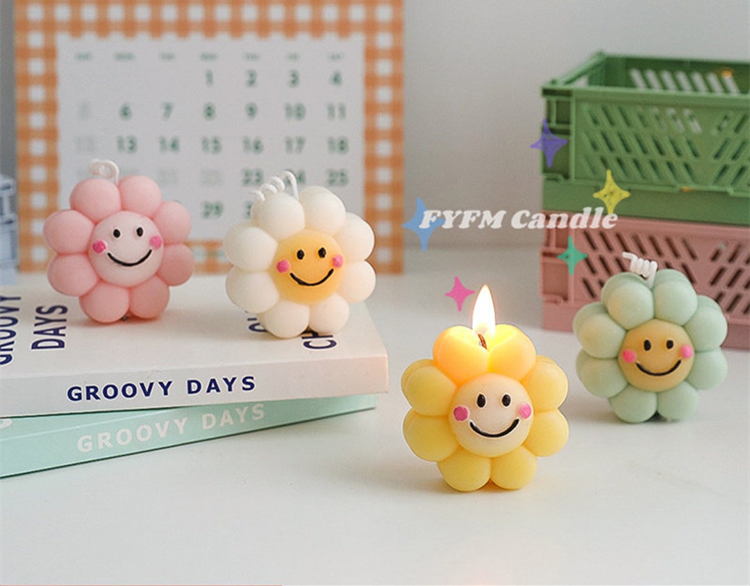 3D Smile Face Flower Candle,daisy Candle, Cute Flower Candle, DIY ...