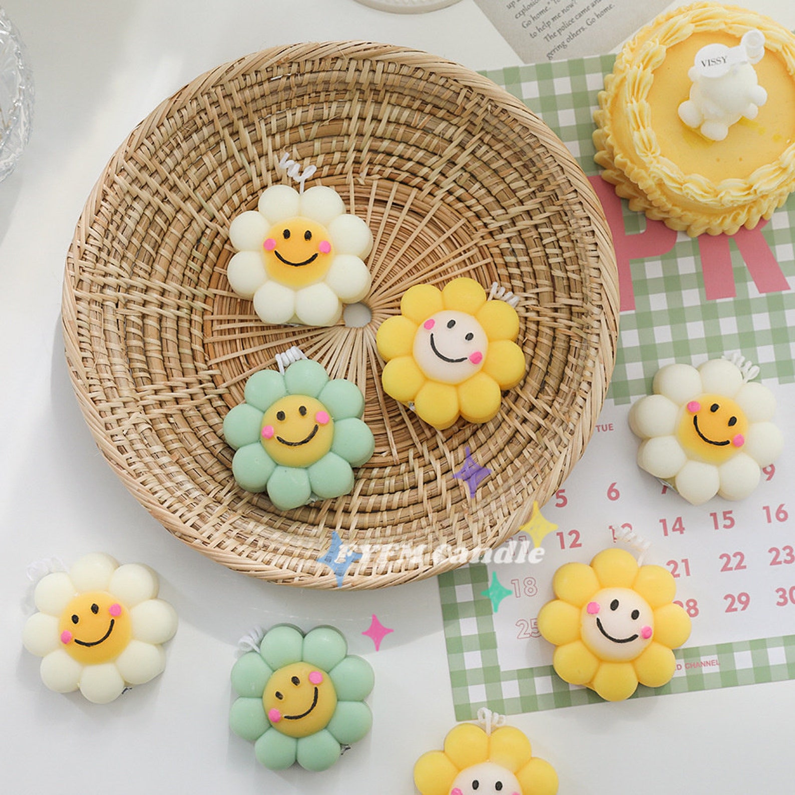 3D Smile Face Flower Candle,daisy Candle, Cute Flower Candle, DIY ...