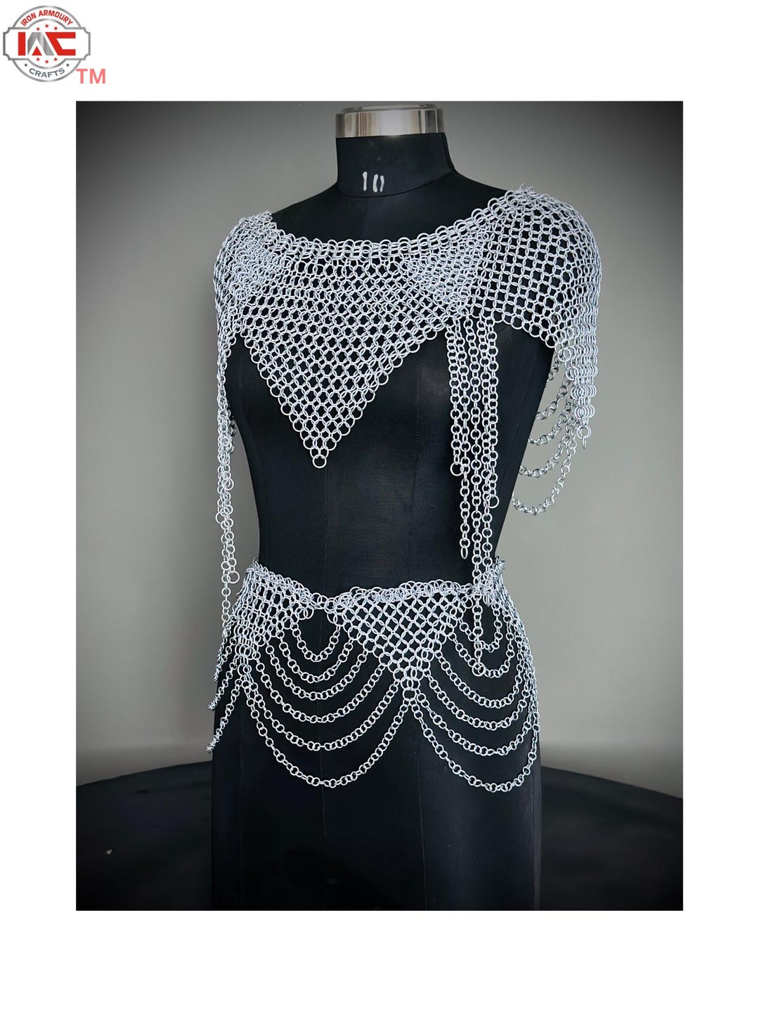 Chainmail Harness, Chainmail Chains Layers Top & Skirt, Rings Costume ...