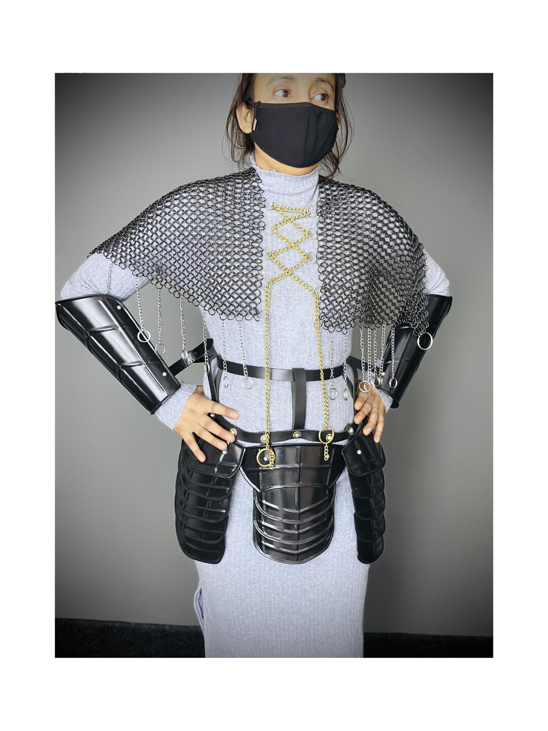 Chainmail Chains Layers Top, Bracer & Tesset Armor, Wedding Cosplay ...