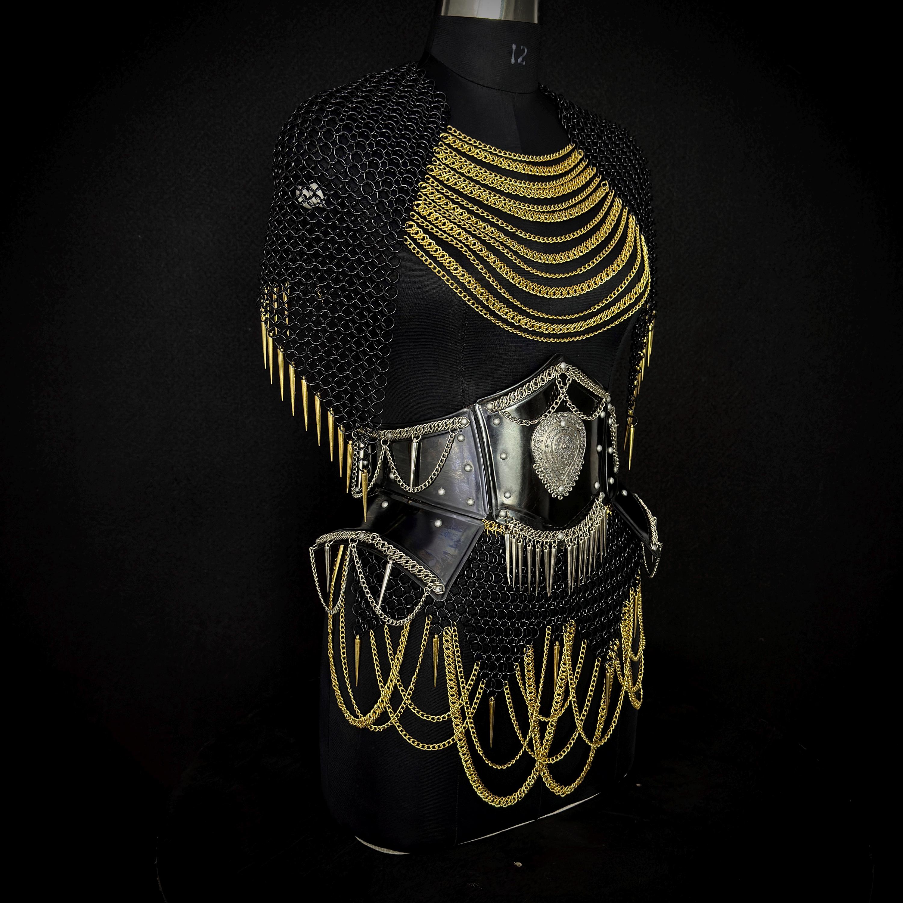 Gothic Knight Armor Set With Gold Chainmail | LARP Cosplay Costume - Etsy