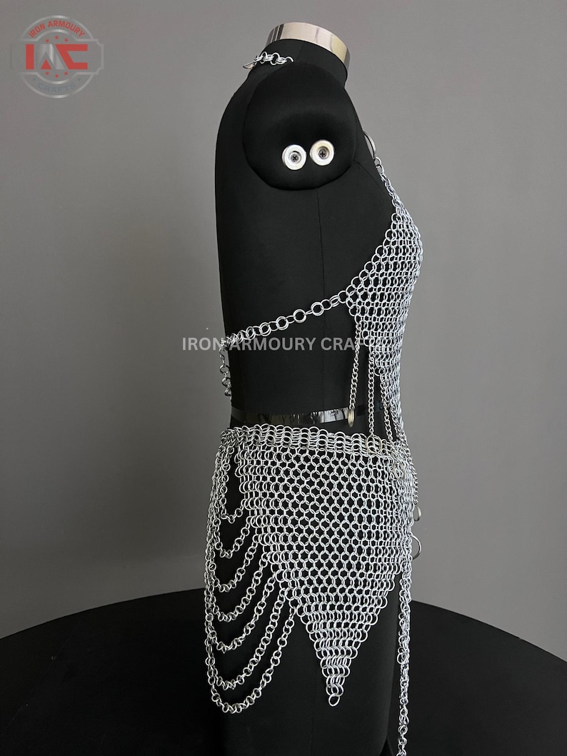 Chainmail Harness, Chainmail Chains Layers Top & Skirt, Rings Costume ...