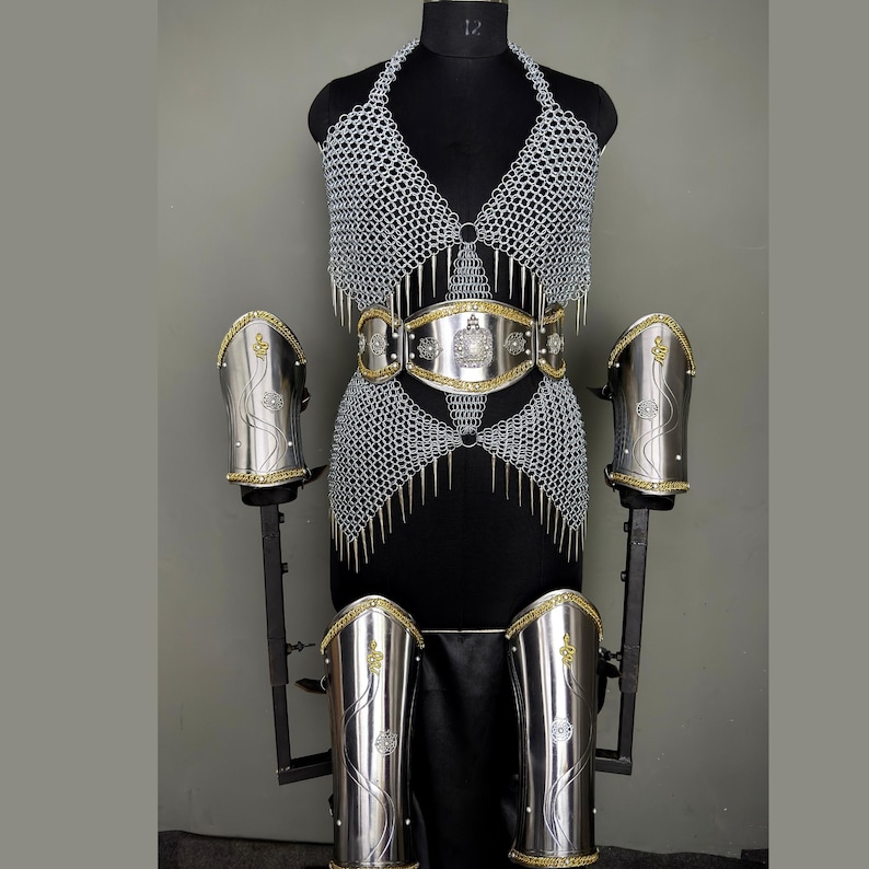 Steel Chainmail Armor Set for Women, LARP, Cosplay Costume & Medieval ...