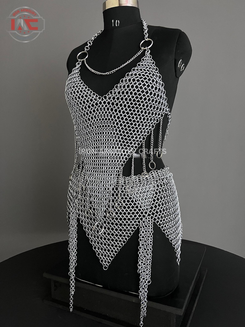 Chainmail Harness, Chainmail Chains Layers Top & Skirt, Rings Costume ...