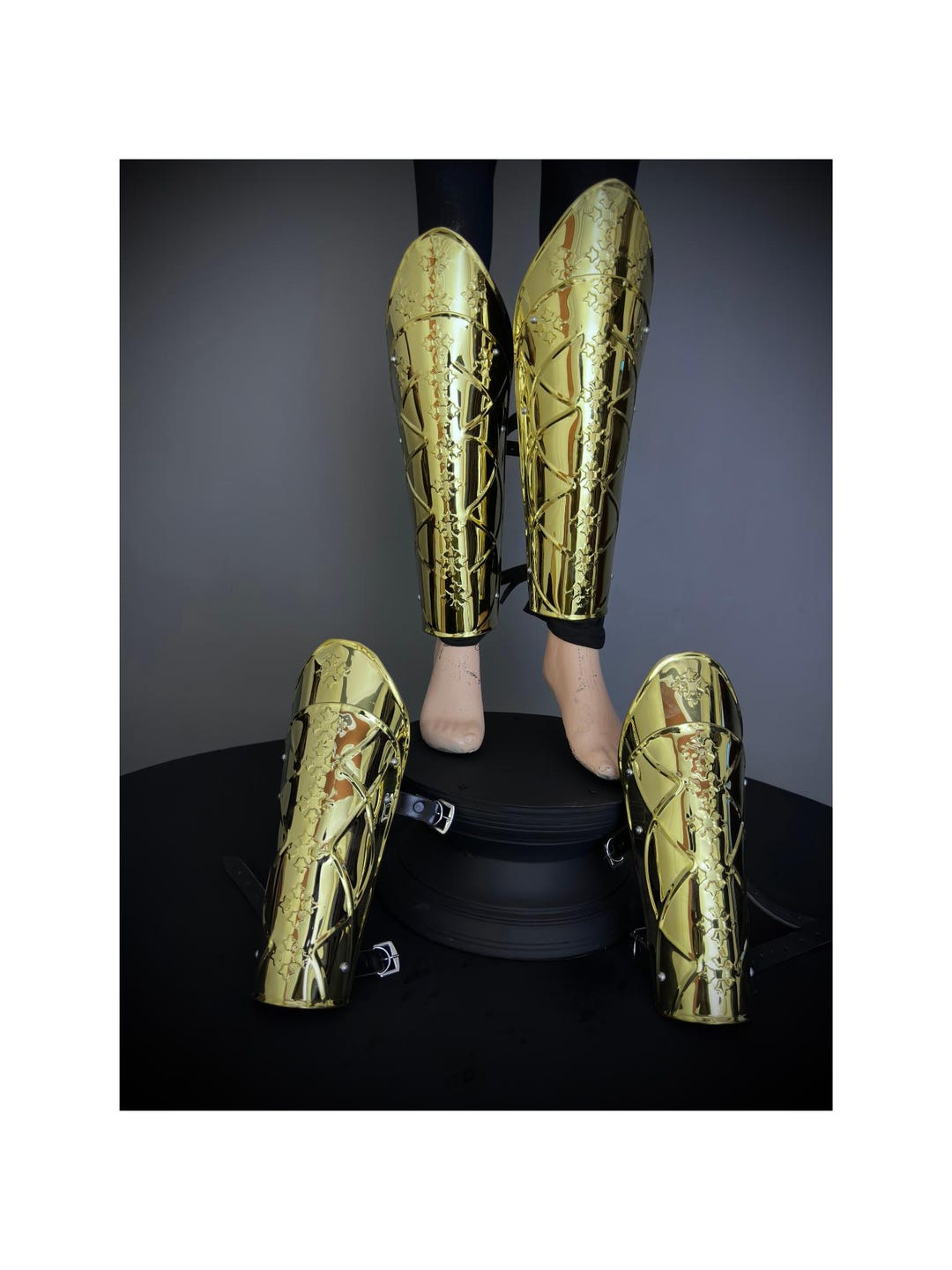 Golden Steel Medieval Knight Armor: Leg & Bracer Set, LARP Cosplay - Etsy