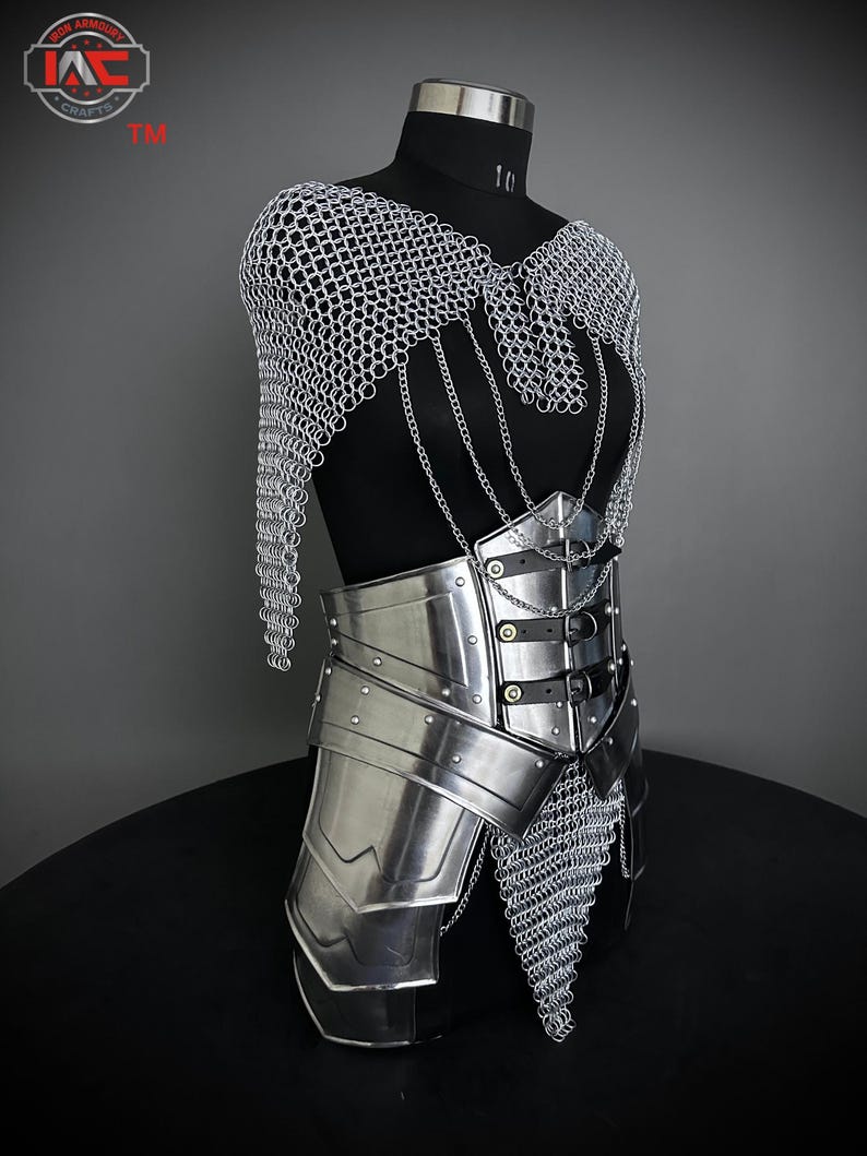 Medieval Corset Armor, Steel Chainmail Top & Skirt, SCA LARP Cosplay - Etsy