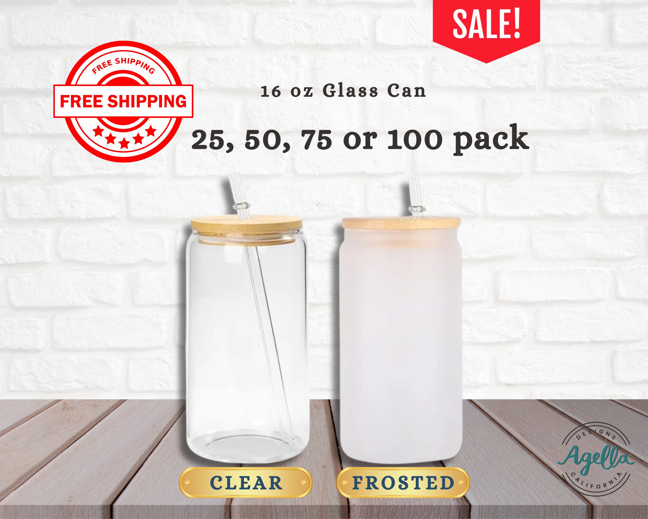 25 Pack Glass Sublimation 16 Oz Glass Can 20 Oz Glass Can, Sublimation ...
