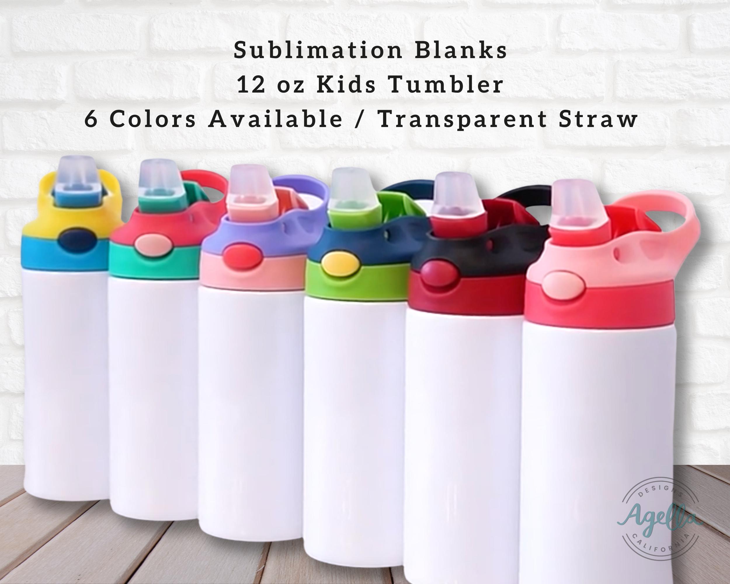 12 Oz Kids Tumbler Water Bottle With Transparent Straw, Kids ...