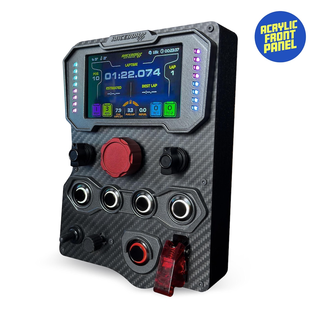 GTE V3 Sim Racing Button Box: 5" Display, 16 RGB Leds - Etsy