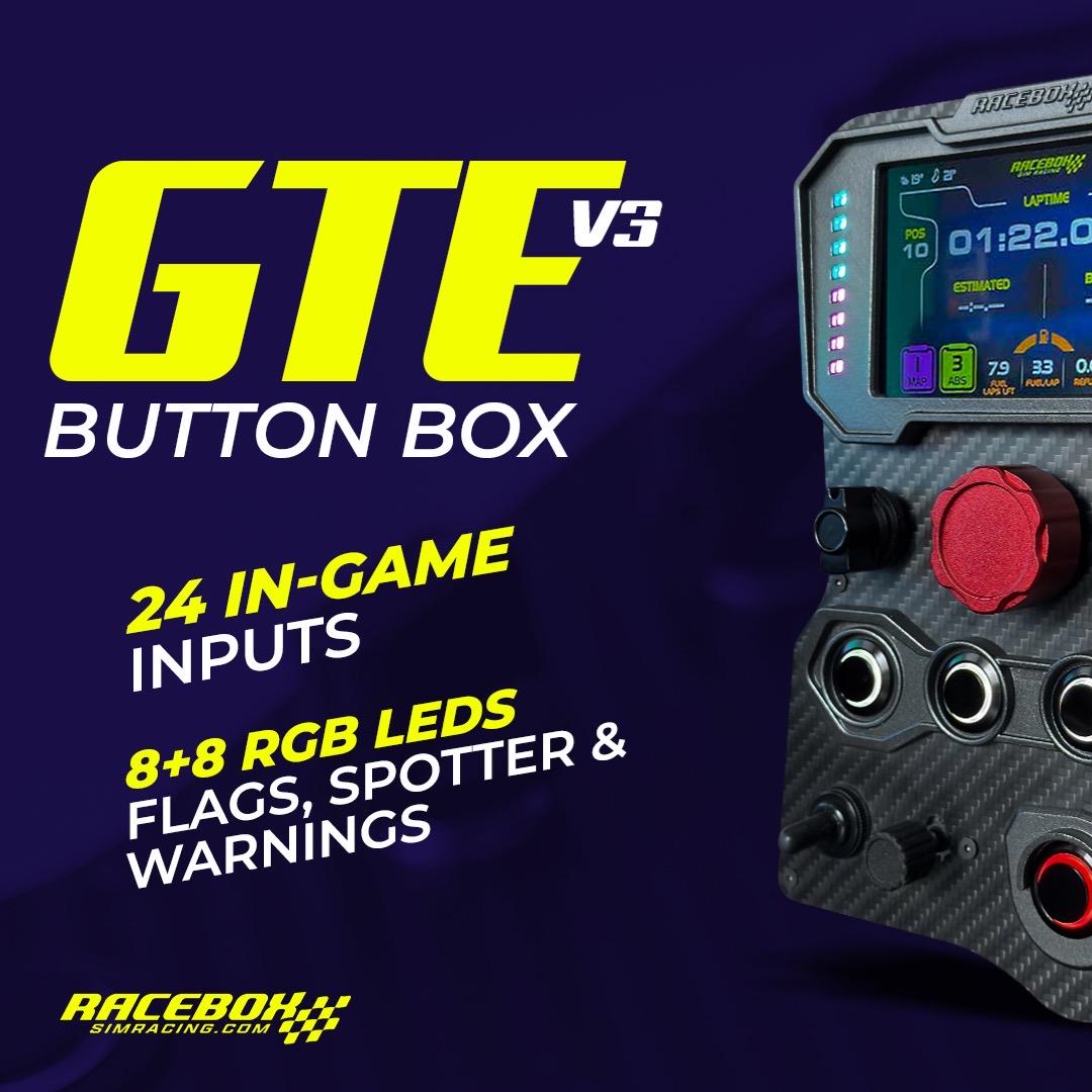 GTE Style Sim Racing Button Box: 5" Display, 16 RGB Leds, 24 In-game ...