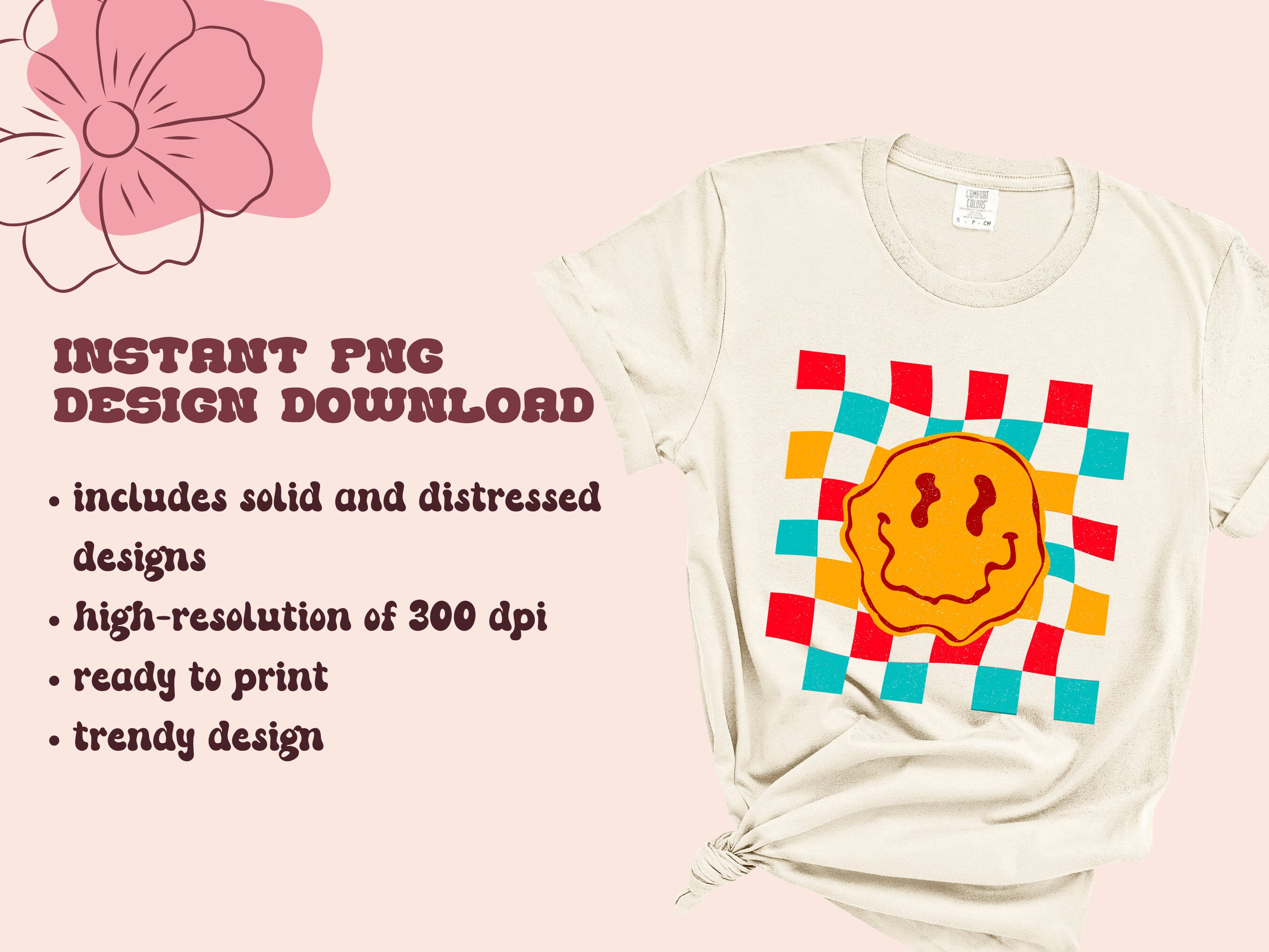 Retro Smile Face PNG, Retro Groovy Design, Smile PNG Sublimation, Retro ...