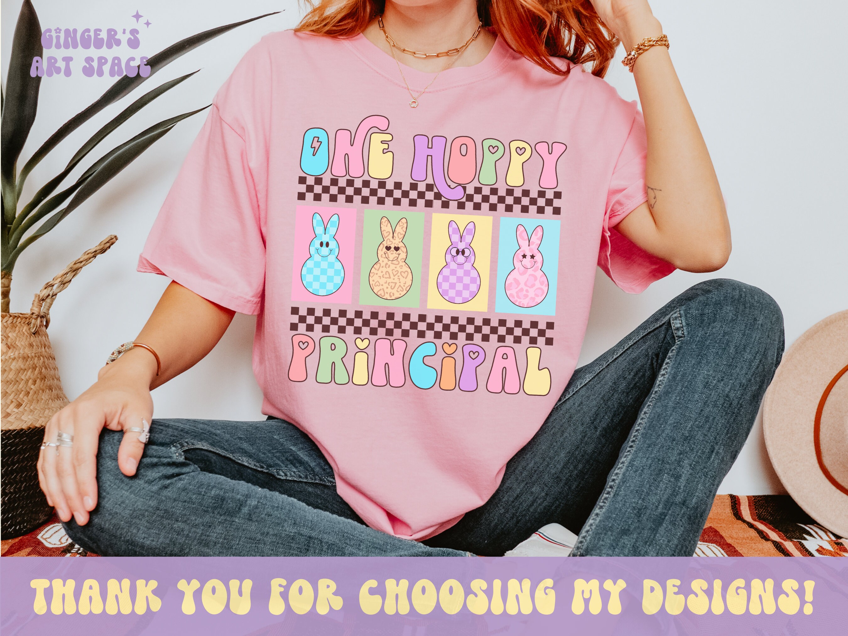 One Hoppy Principal PNG, Retro Easter Principal SVG, Groovy Easter ...