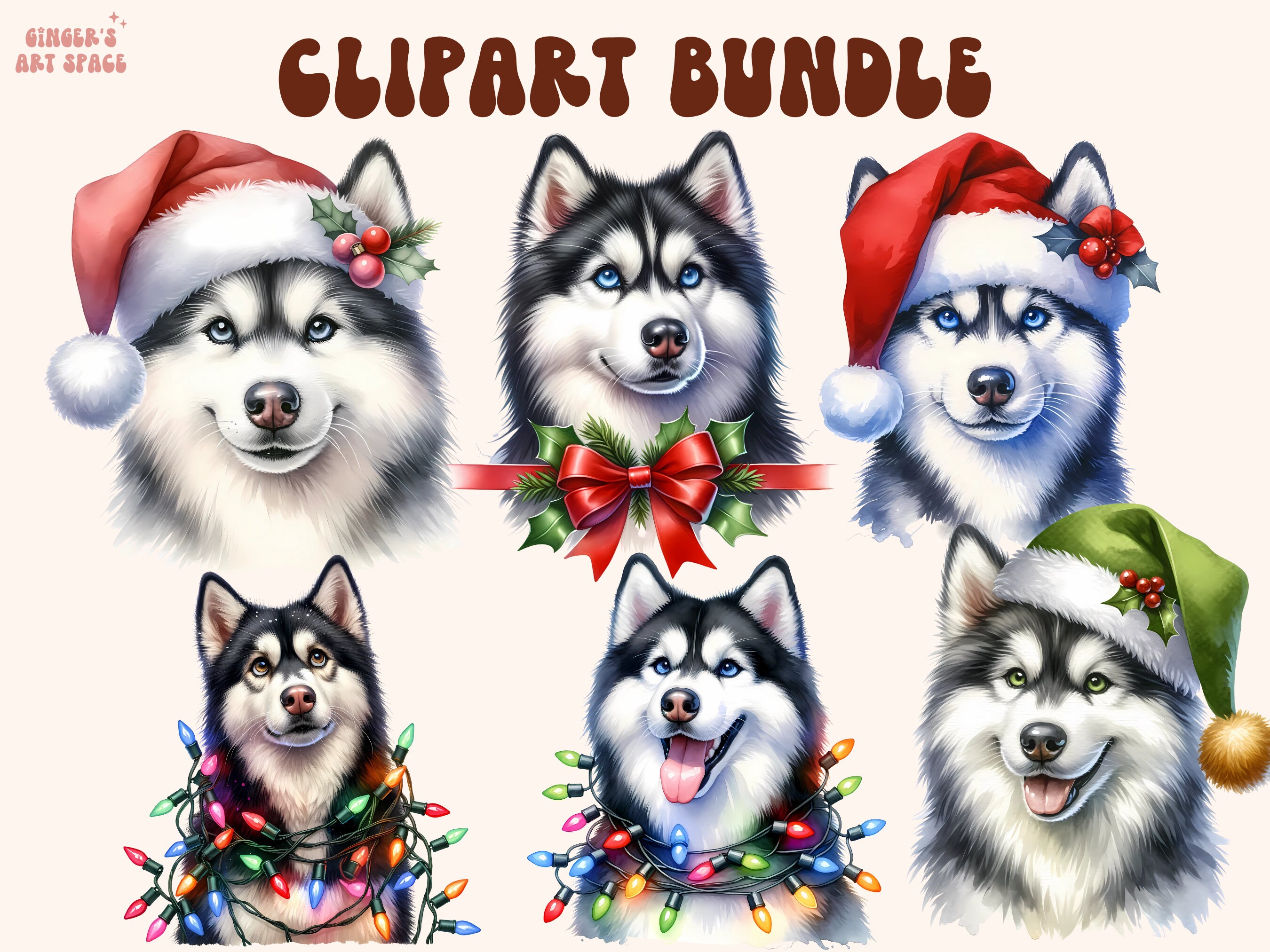 Husky PNG, Husky Clipart Bundle, Watercolor Husky Clipart, Dog Lovers ...