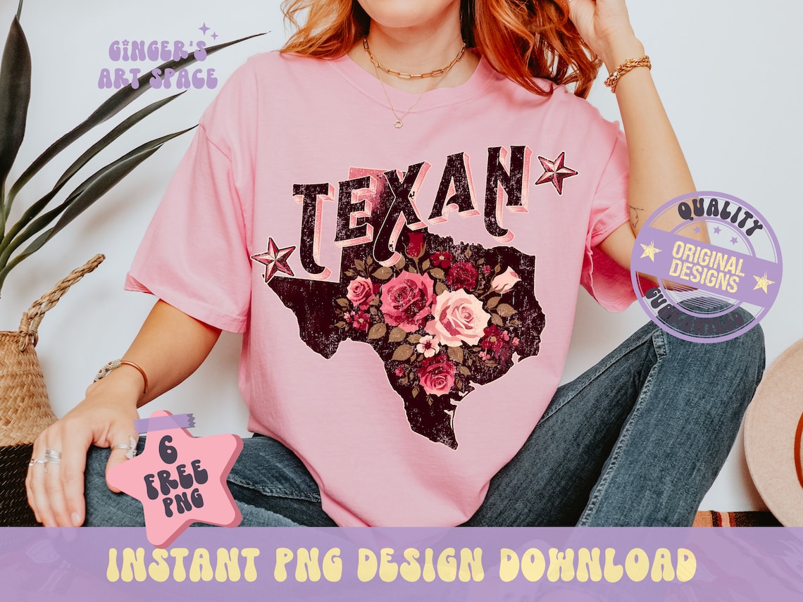Retro Texan PNG, Proud Texan Sublimation, Vintage Texas Design, Floral ...