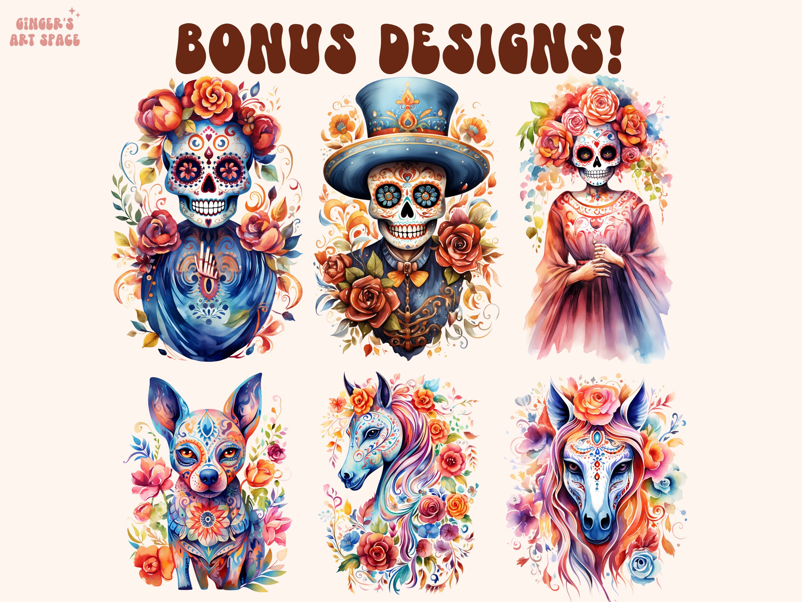Dia De Los Muertos Clipart, Watercolor Day of the Dead Clipart Bundle ...