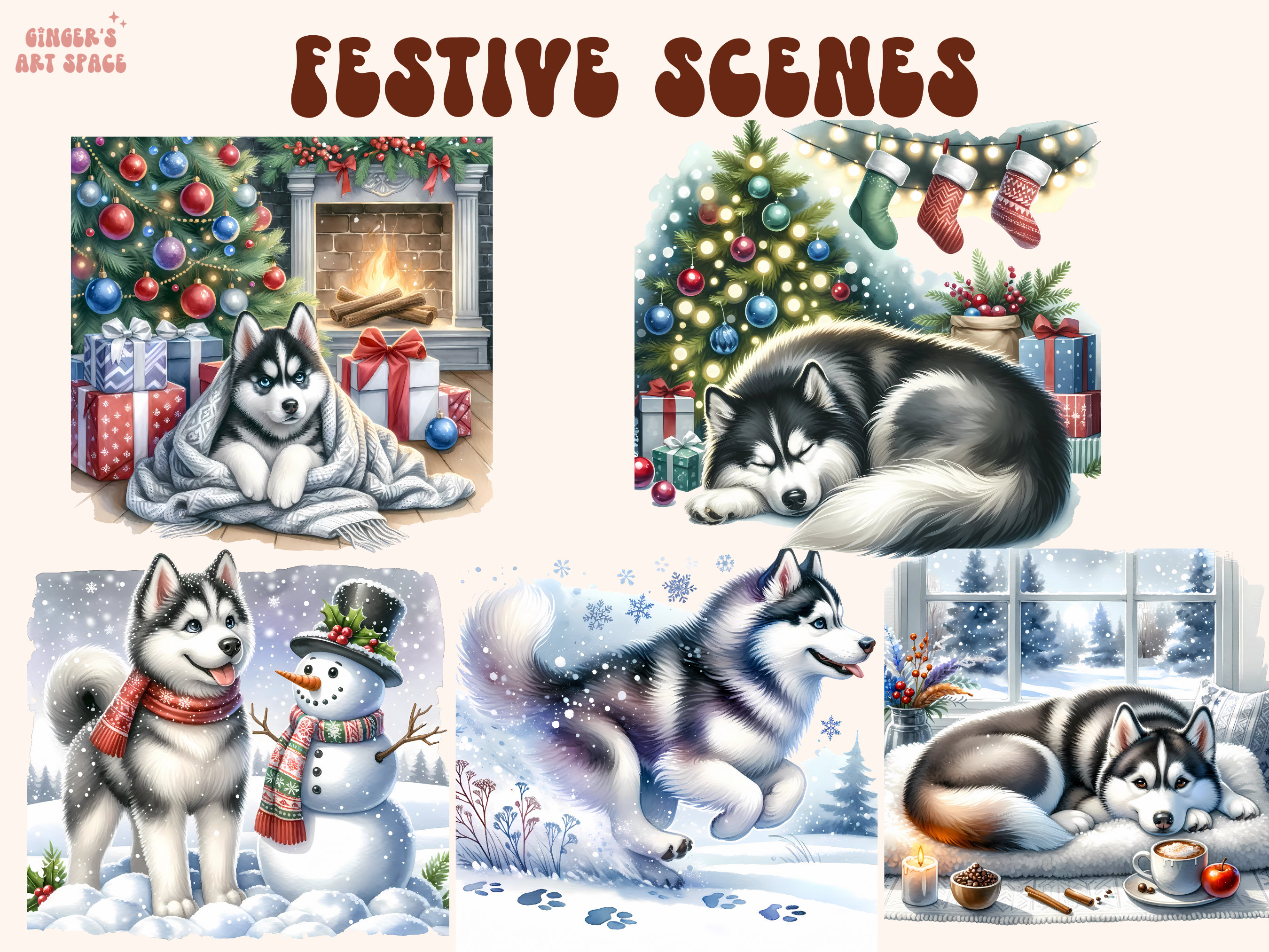 Husky PNG, Husky Clipart Bundle, Watercolor Husky Clipart, Dog Lovers ...