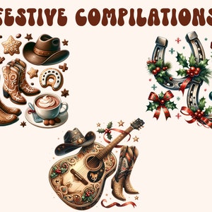 Rustic Western Christmas Clipart, Vintage Christmas Design Bundle, Wild ...