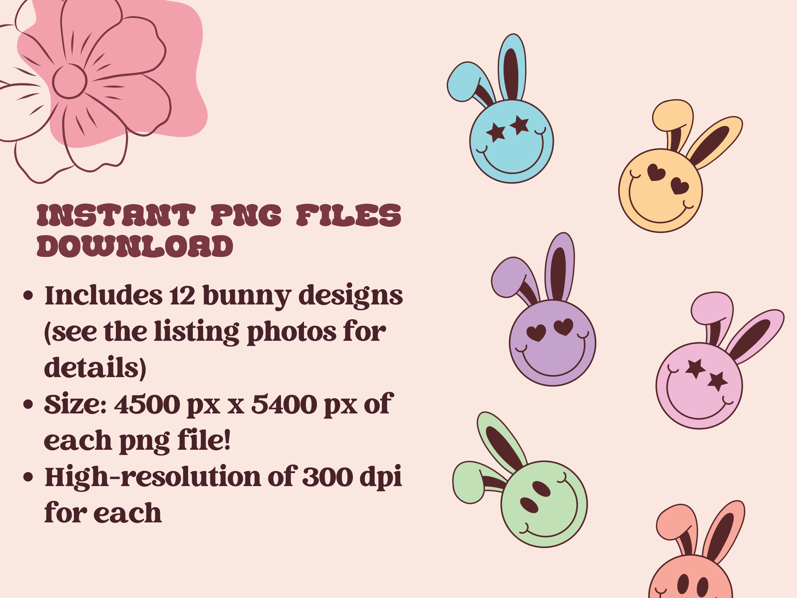 Easter Bunnies PNG, Retro Groovy Easter Sublimation, Retro Easter PNG ...