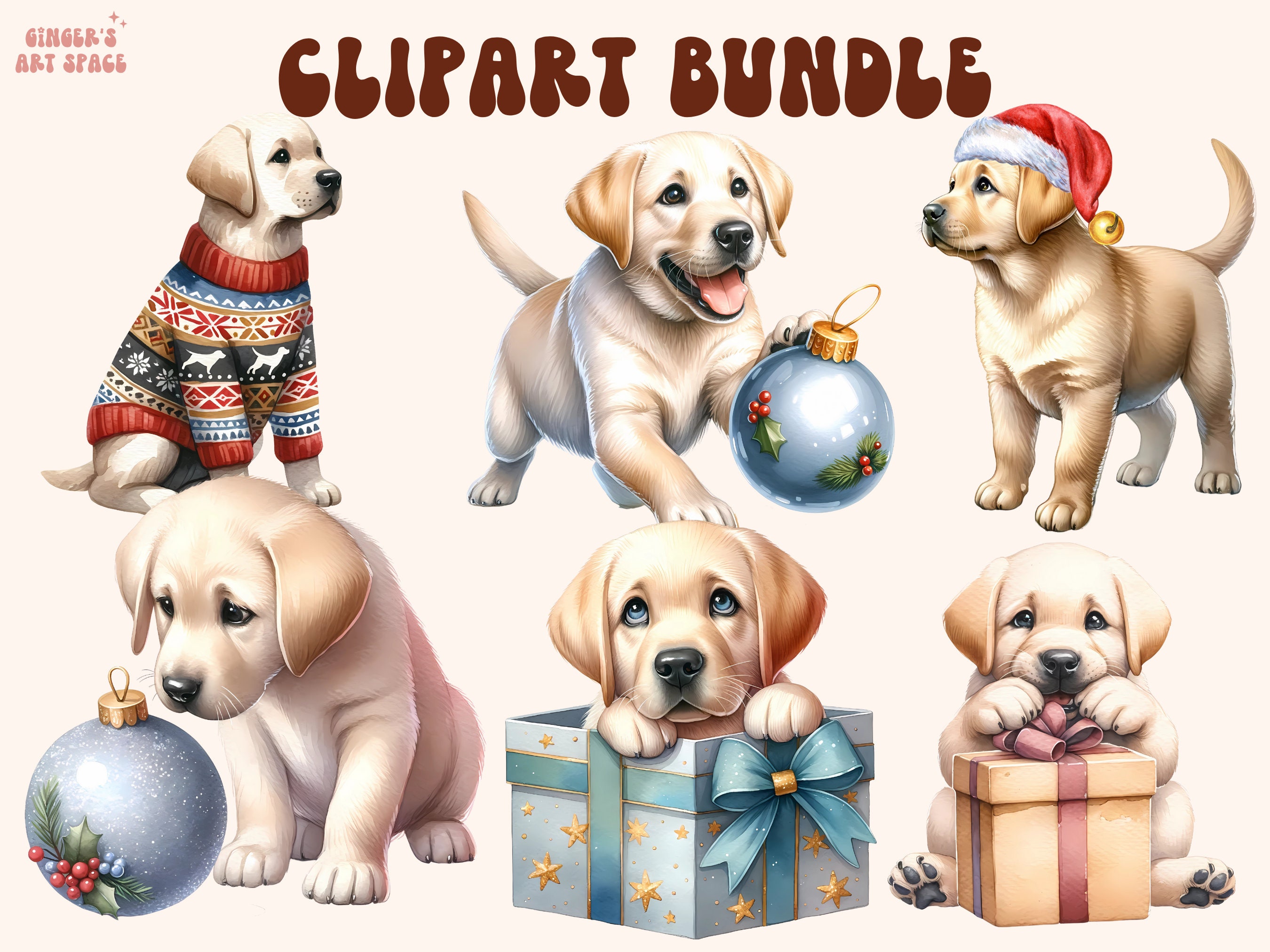 Yellow Lab PNG, Yellow Labrador Clipart Bundle, Watercolor Yellow Lab ...