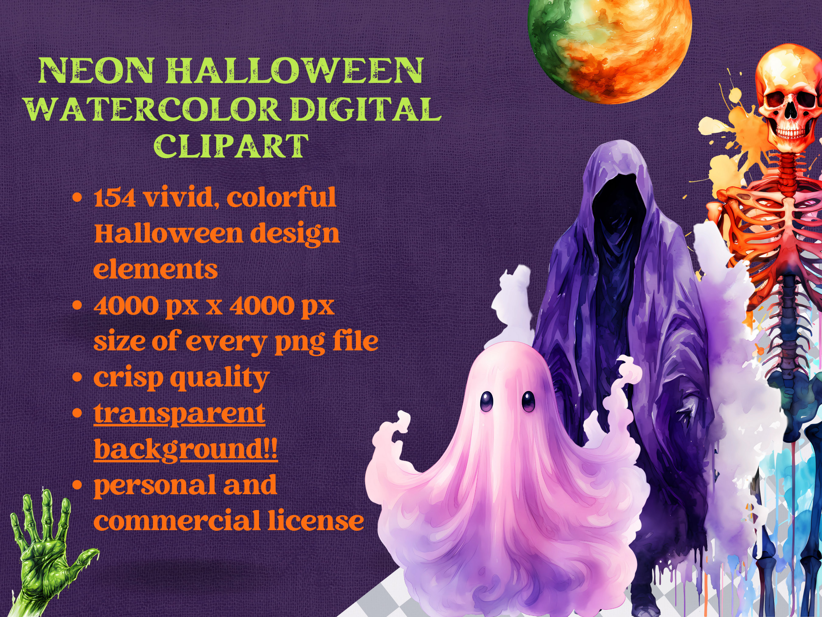 Spooky Halloween Clipart Bundle, Cute Spooky Halloween Sublimation ...