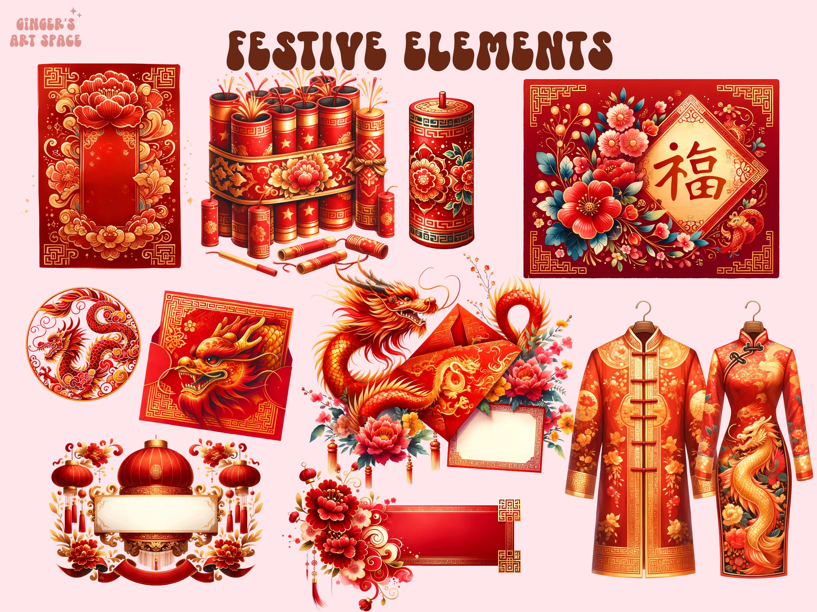 Lunar New Year Clipart, Chinese Zodiac Clipart, Chinese New Year ...