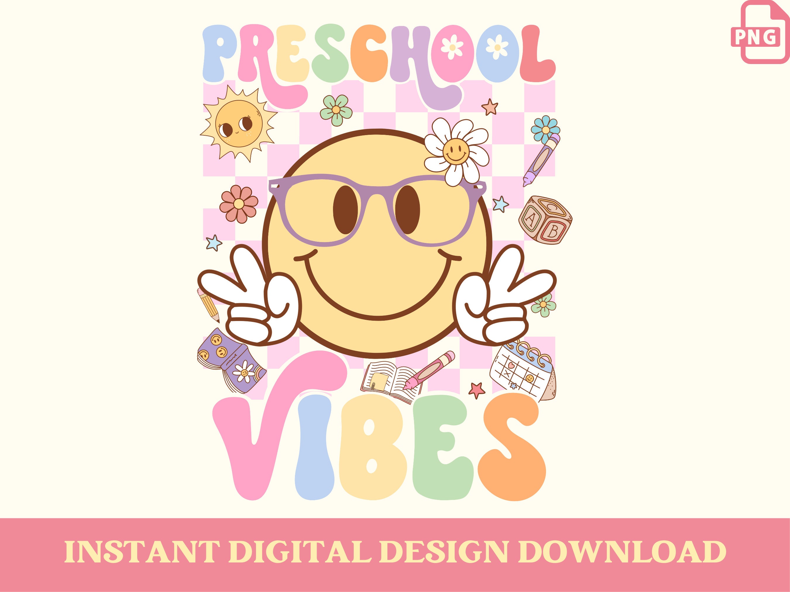 Preschool Vibes PNG, Retro Teacher Design, Groovy Teacher Back to ...