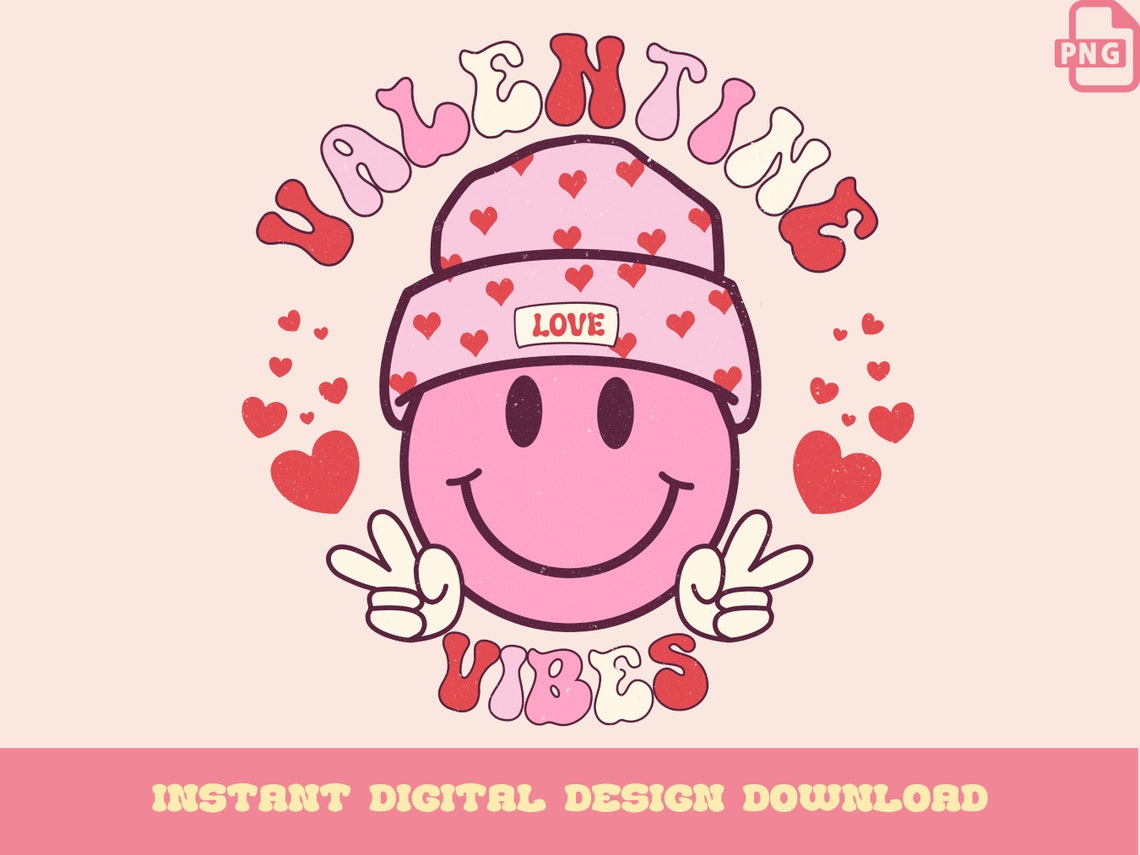 Retro Valentine's Day PNG, Groovy Valentine's Sublimation Design, Retro ...