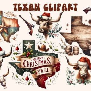 Rustic Western Christmas Clipart, Vintage Christmas Design Bundle, Wild ...