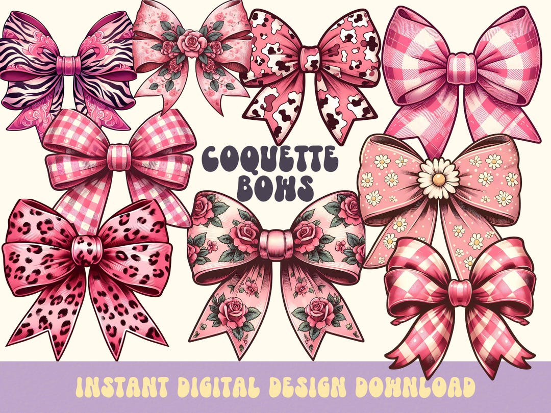 Coquette Bows PNG Clipart, Coquette Girly Clipart, Coquette Bows Bundle ...