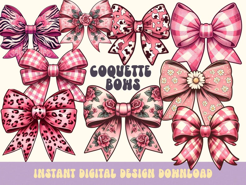 Coquette Bows PNG Clipart, Coquette Girly Clipart, Coquette Bows Bundle ...