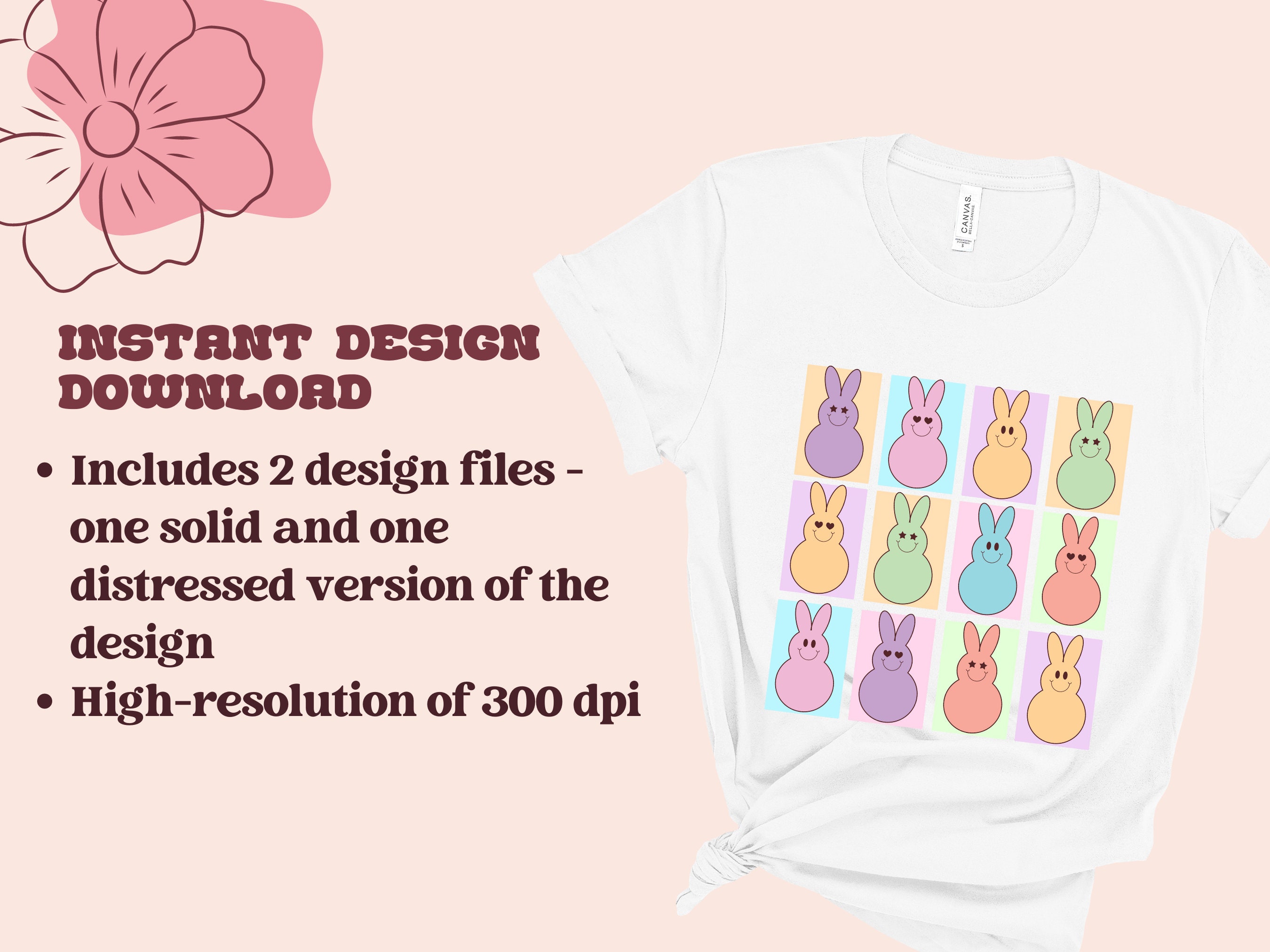 Retro Bunny PNG, Retro Peeps Sublimation, Groovy Easter Smiley, Funny ...