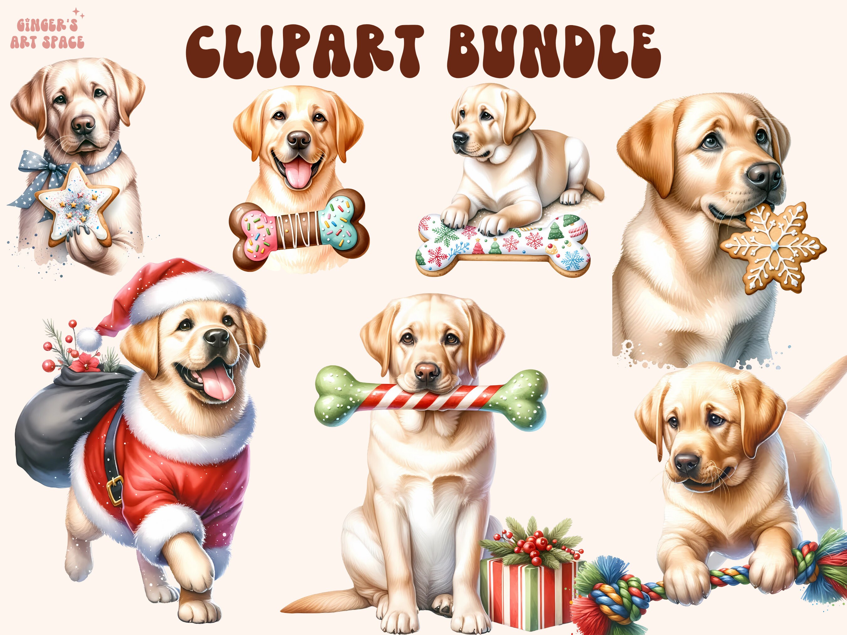 Yellow Lab PNG, Yellow Labrador Clipart Bundle, Watercolor Yellow Lab ...