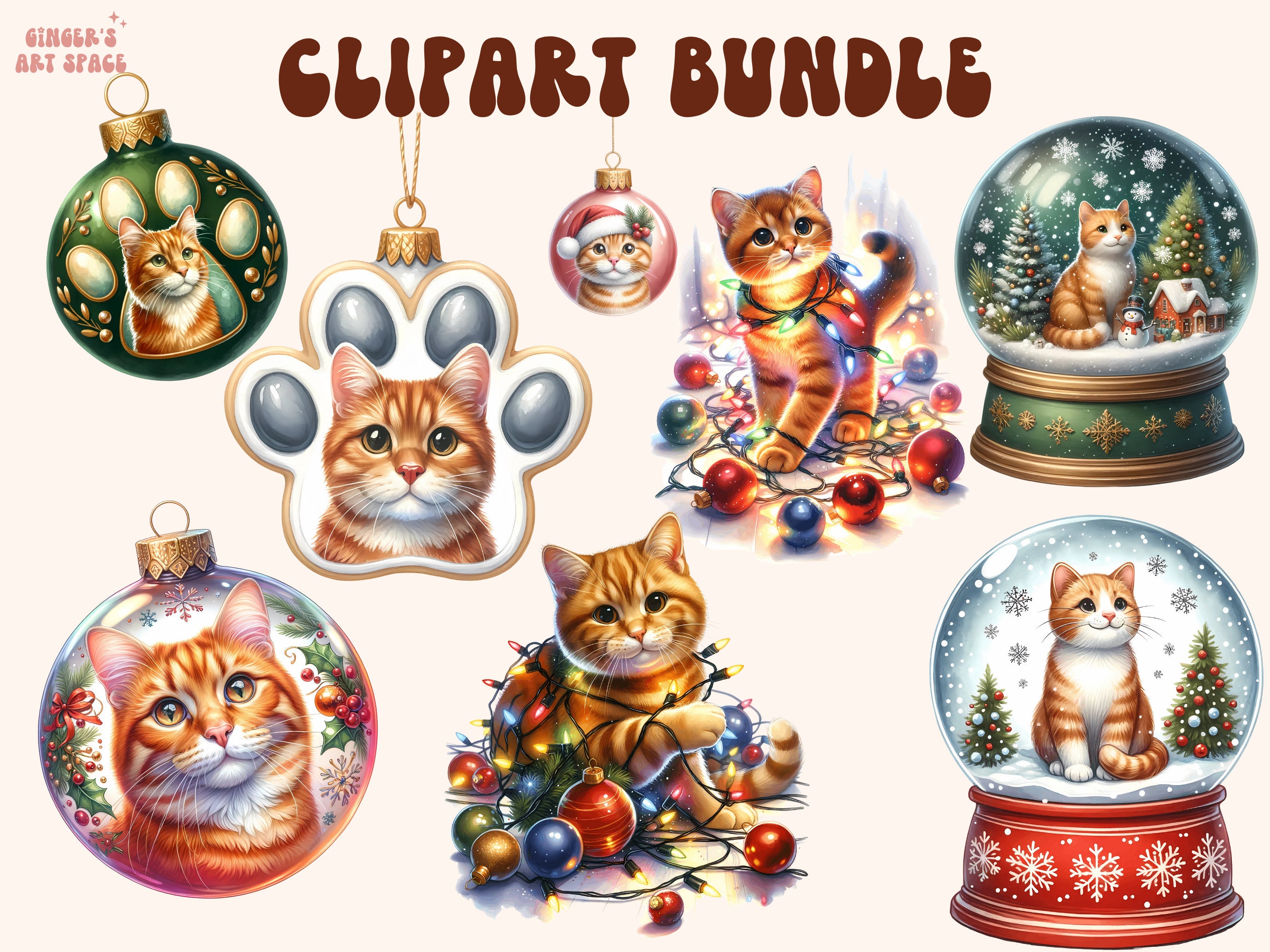 Ginger Cat Clipart Bundle Watercolor Ginger Cat Clipart - Etsy