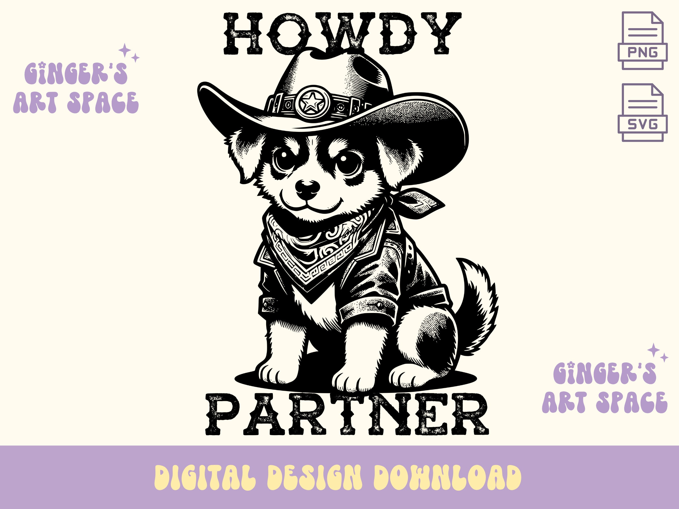 Funny Dog Cowboy PNG, Howdy Partner Cowboy Sublimation, Funny Western ...