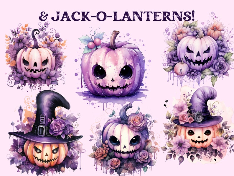 Pastel Goth Halloween Clipart Bundle Halloween Watercolor - Etsy