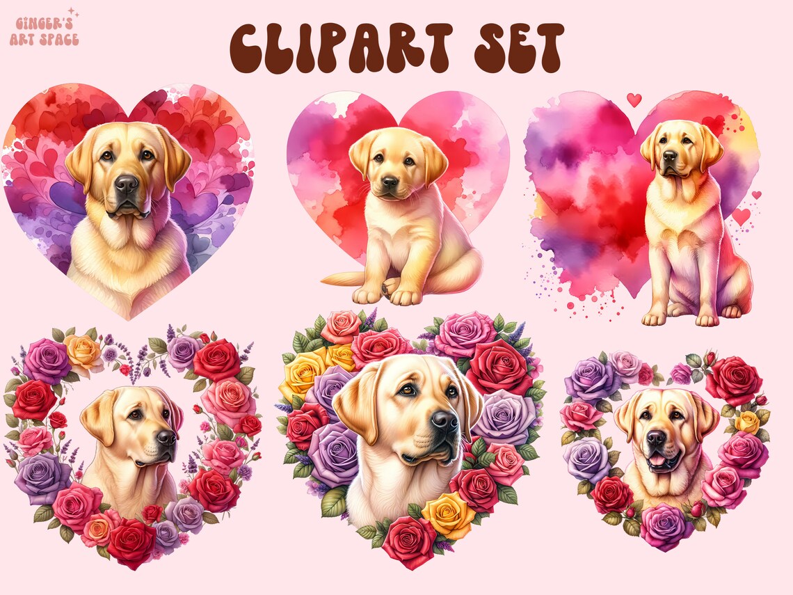 Yellow Lab PNG, Yellow Labrador Clipart Bundle, Watercolor Yellow Lab ...