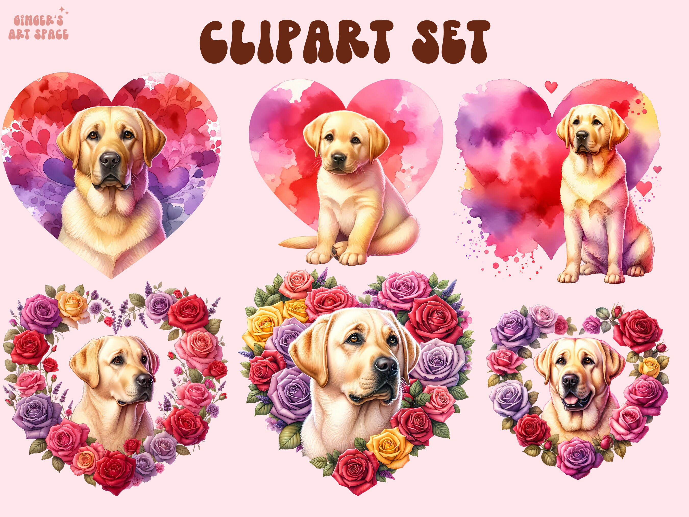 Yellow Lab PNG, Yellow Labrador Clipart Bundle, Watercolor Yellow Lab ...