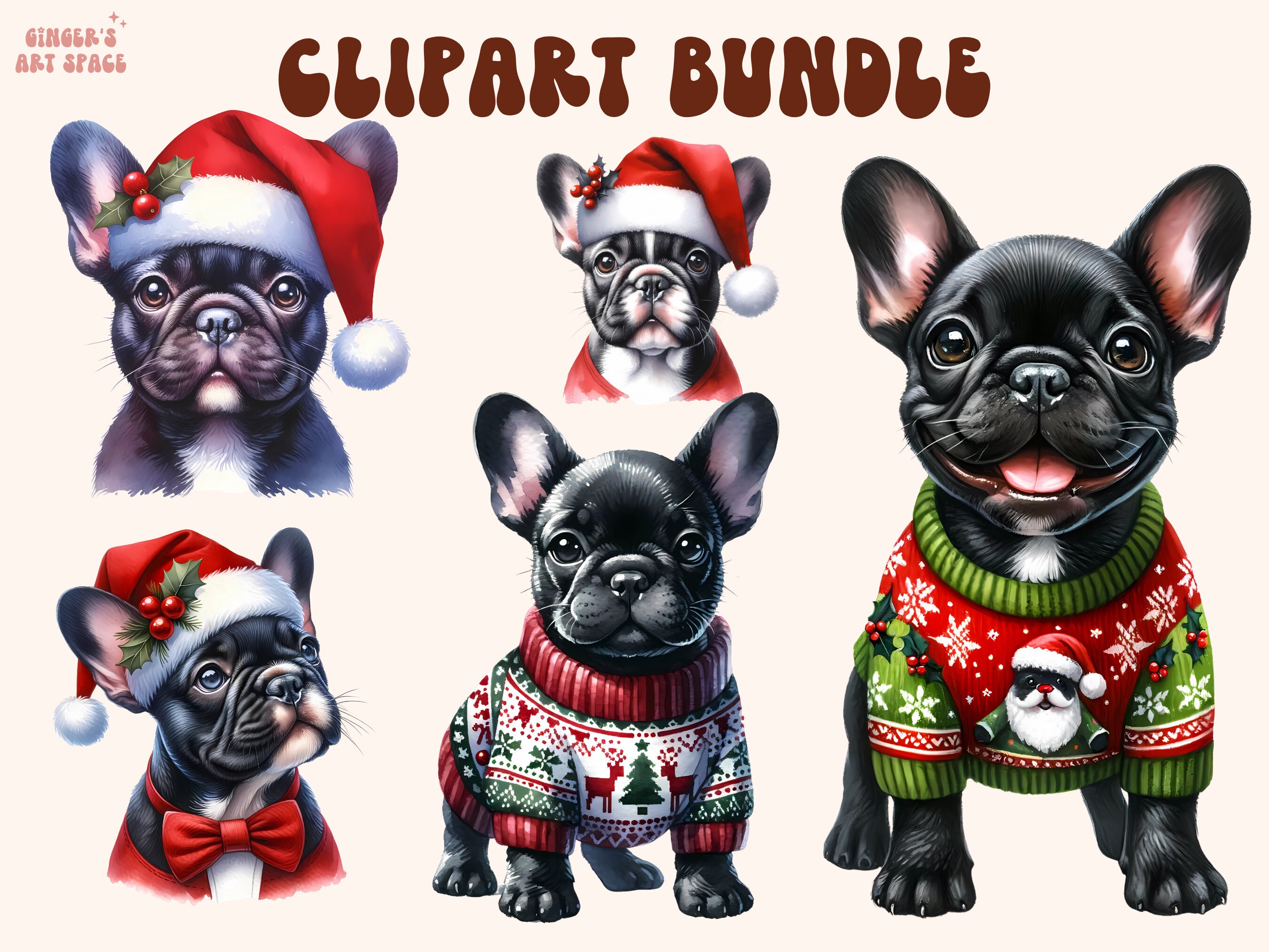 French Bulldog Clipart Bundle, Watercolor French Bulldog Clipart ...