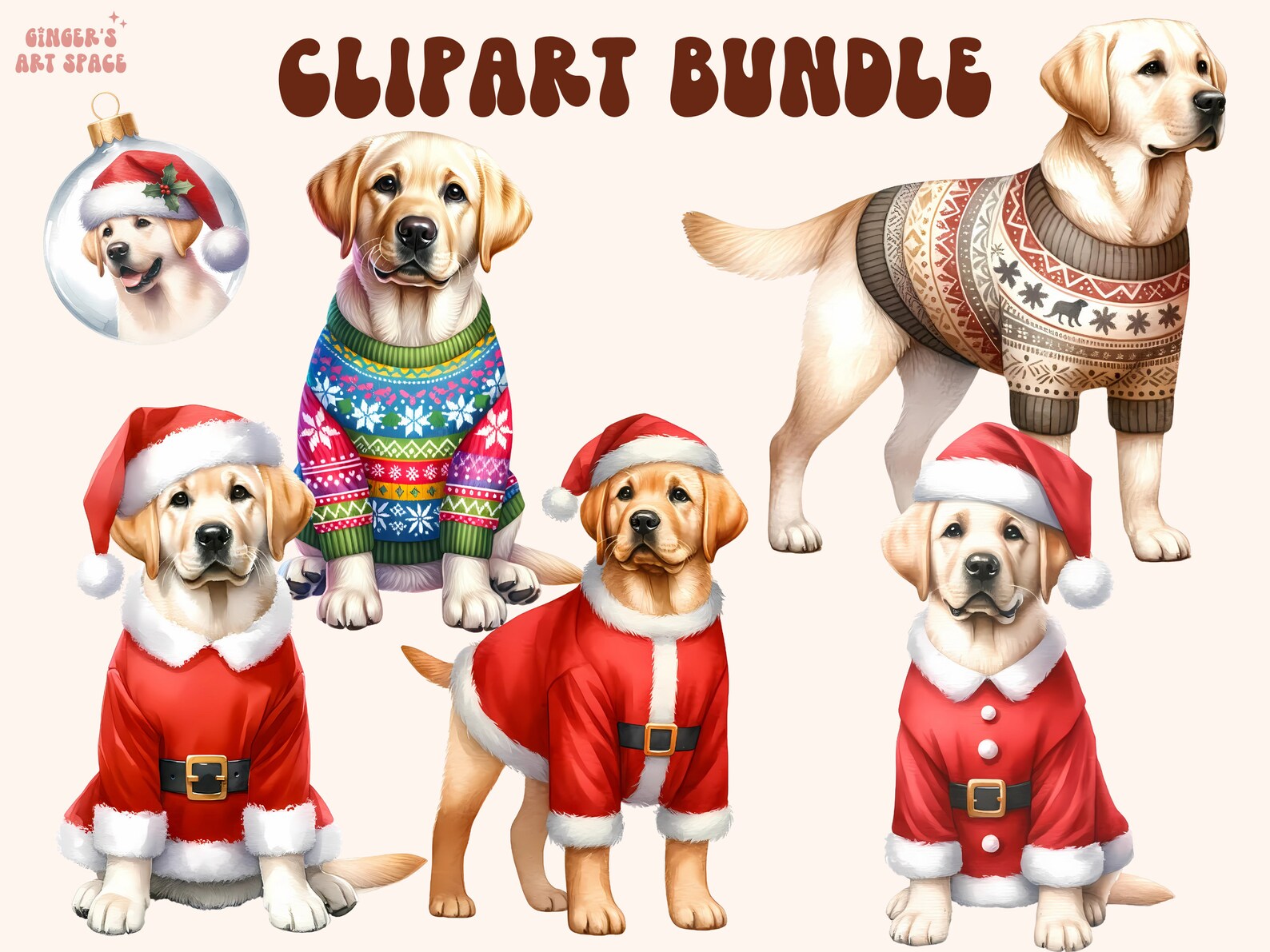 Yellow Lab PNG, Yellow Labrador Clipart Bundle, Watercolor Yellow Lab ...