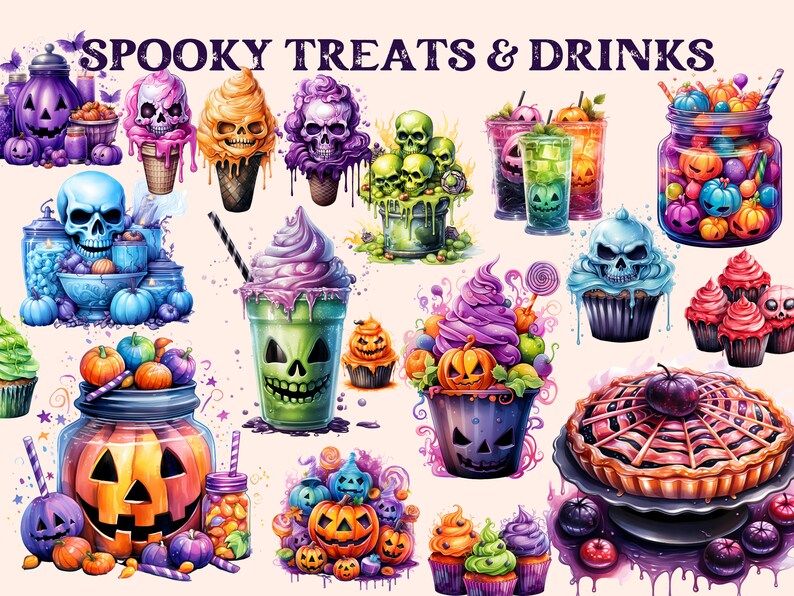 Spooky Halloween Clipart Bundle, Cute Spooky Halloween Sublimation ...