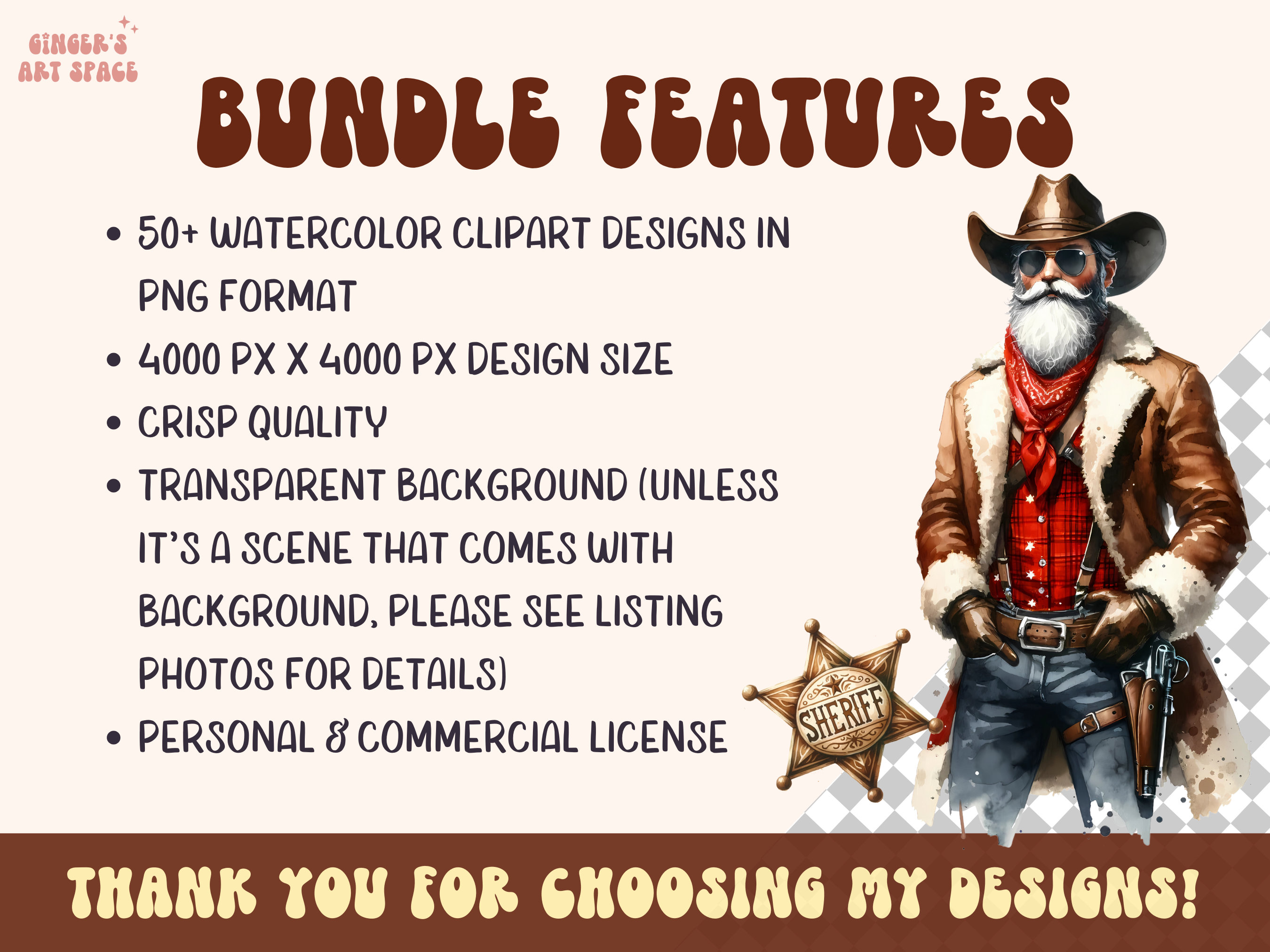 Rustic Western Christmas Clipart, Vintage Christmas Design Bundle, Wild ...