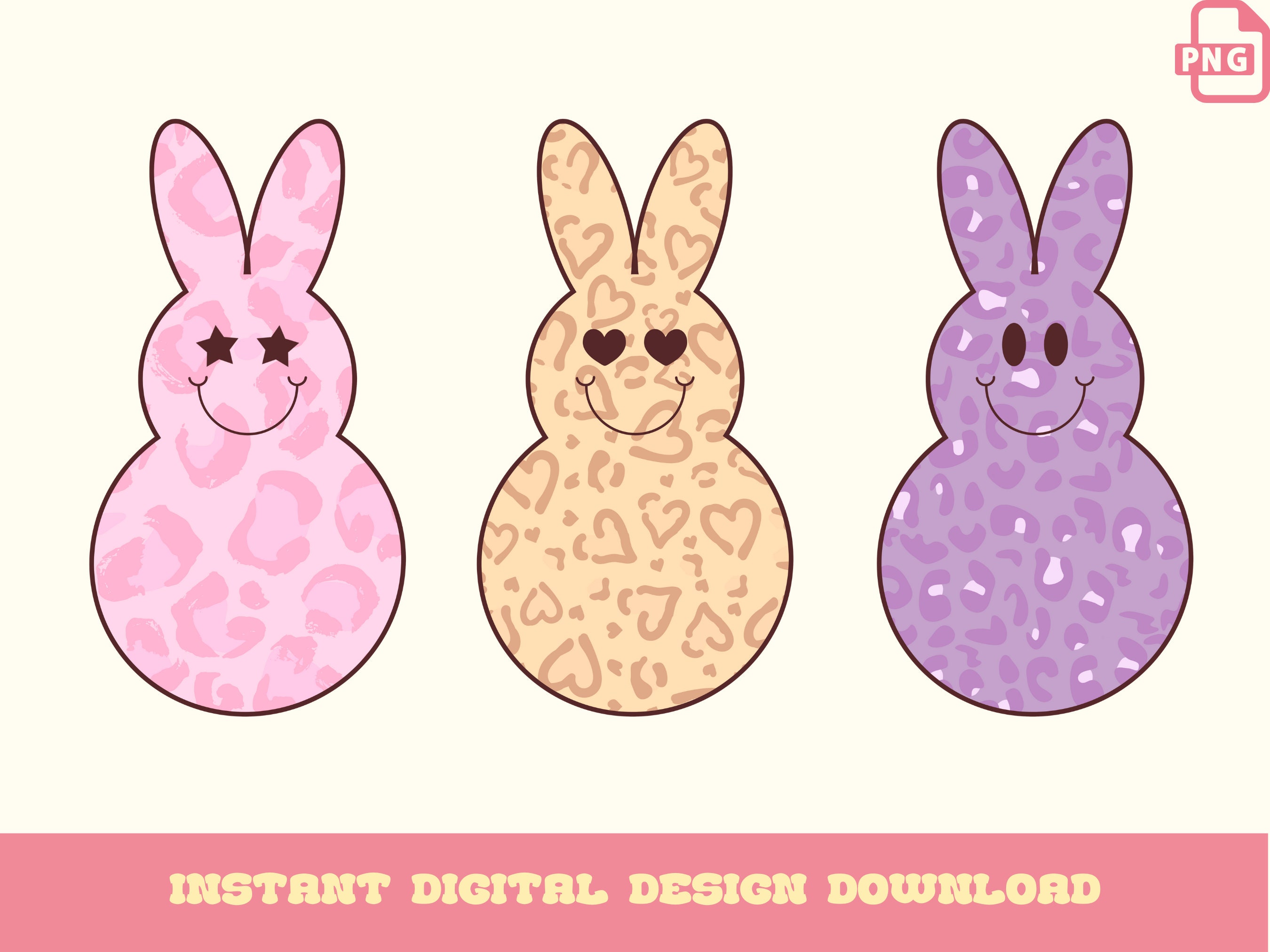 Easter Peeps PNG, Retro Groovy Easter PNG, Retro Easter PNG Bundle, 3 ...