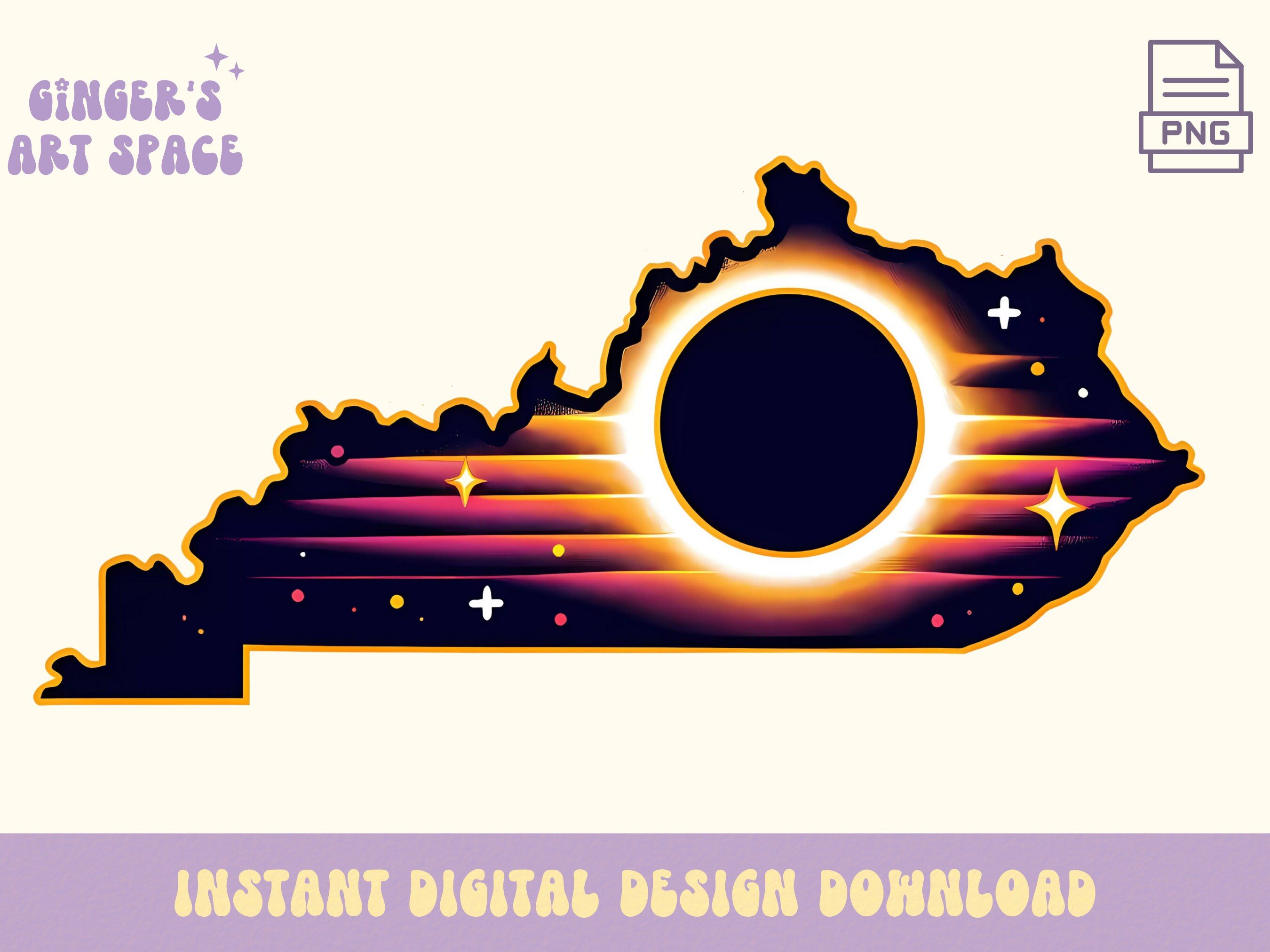 Totality in Kentucky PNG, Retro Kentucky Map With Eclipse, Total Solar ...