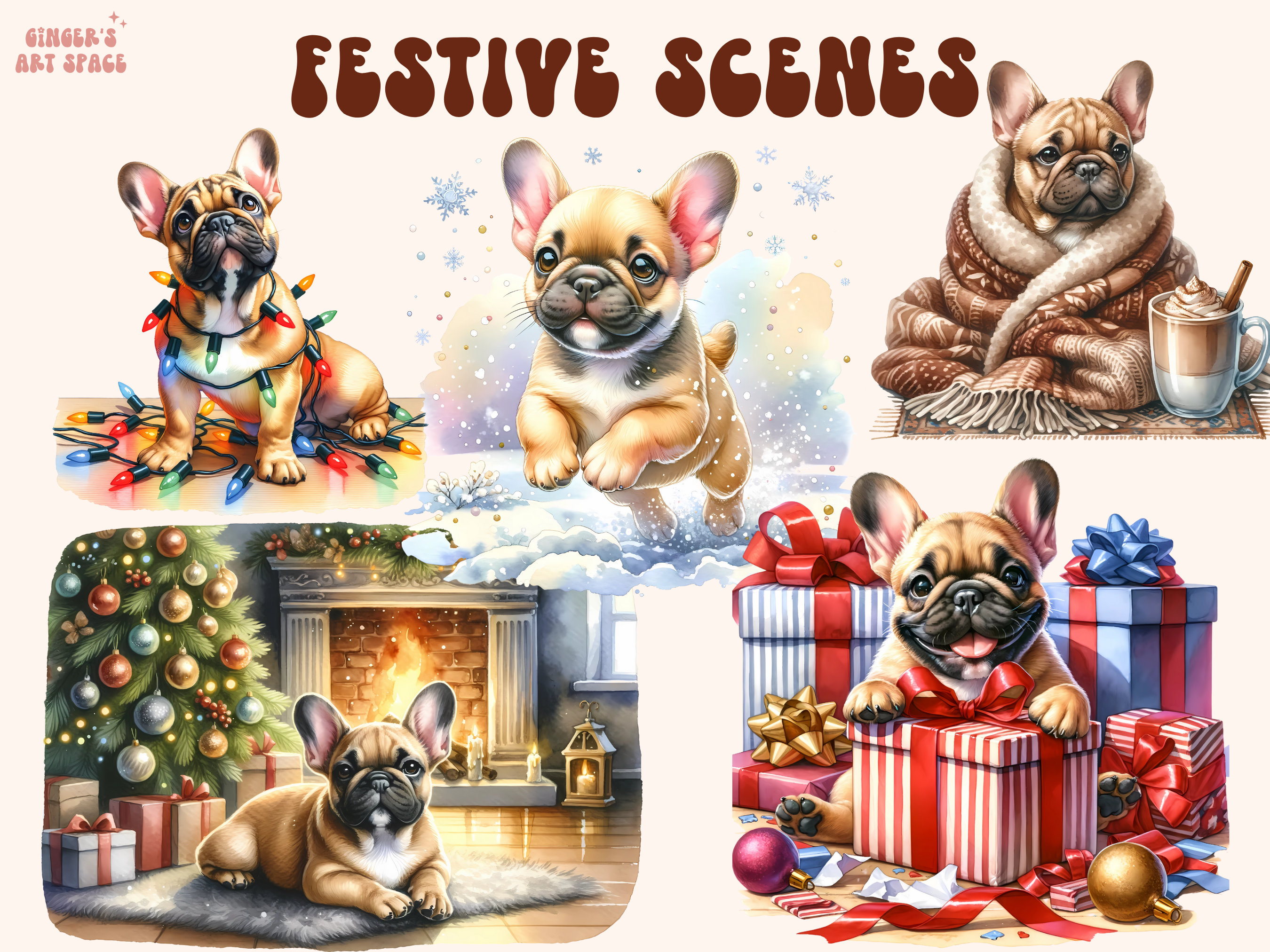 French Bulldog Clipart Bundle, Watercolor French Bulldog Clipart ...
