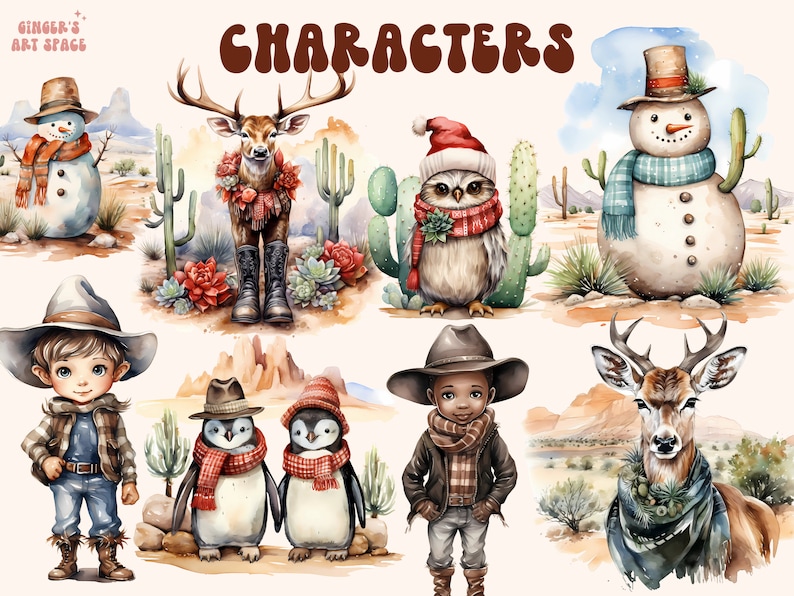 Western Christmas Clipart, Cowboy Christmas Clipart, Western Country ...