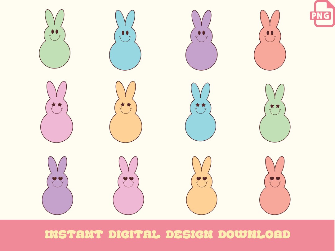 Easter Peeps PNG, Retro Groovy Easter Sublimation, Retro Easter PNG ...