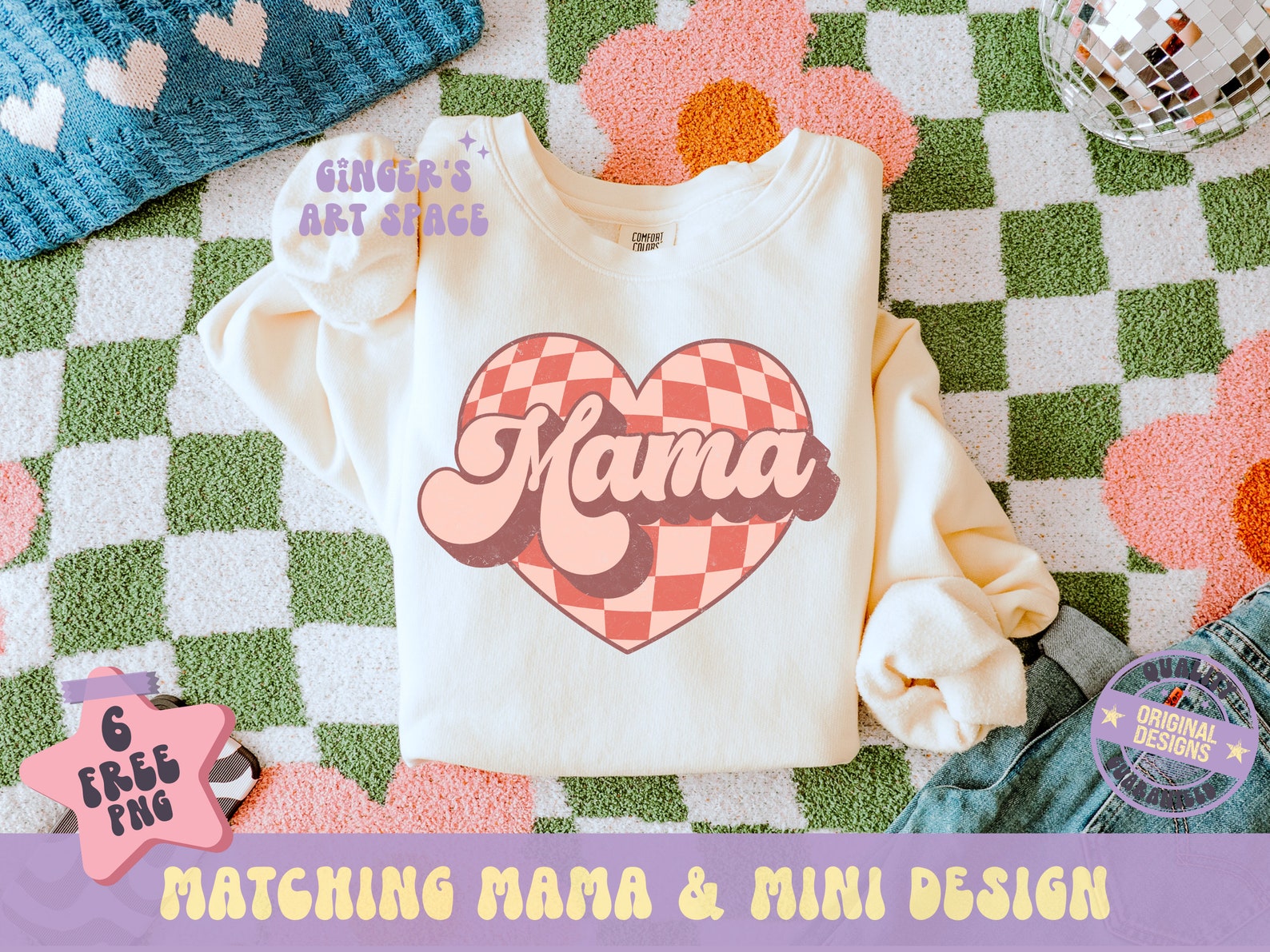 Matching Mama and Mini PNG, Retro Mama Sublimation Design, Checkered ...